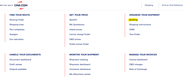 [CMA CGM] BOOKING 하기 : 네이버 블로그