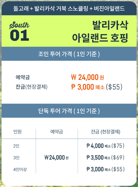 보홀 발리카삭 호핑투어 한인업체 비교 원클릭 보홀로드 로컬페이지 보자무싸 네이버 블로그