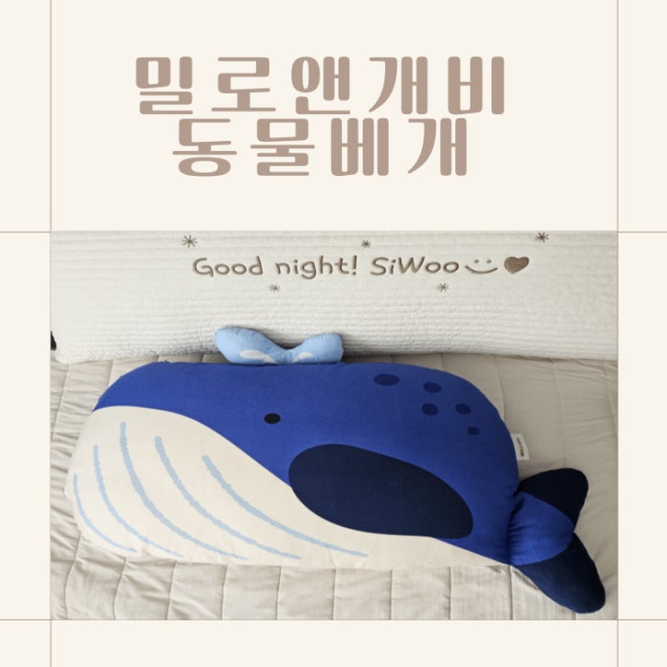 밀로앤개비 동물베개 고래 빅터 아기 애착베개 추천 내돈내산 후기 : 네이버 블로그