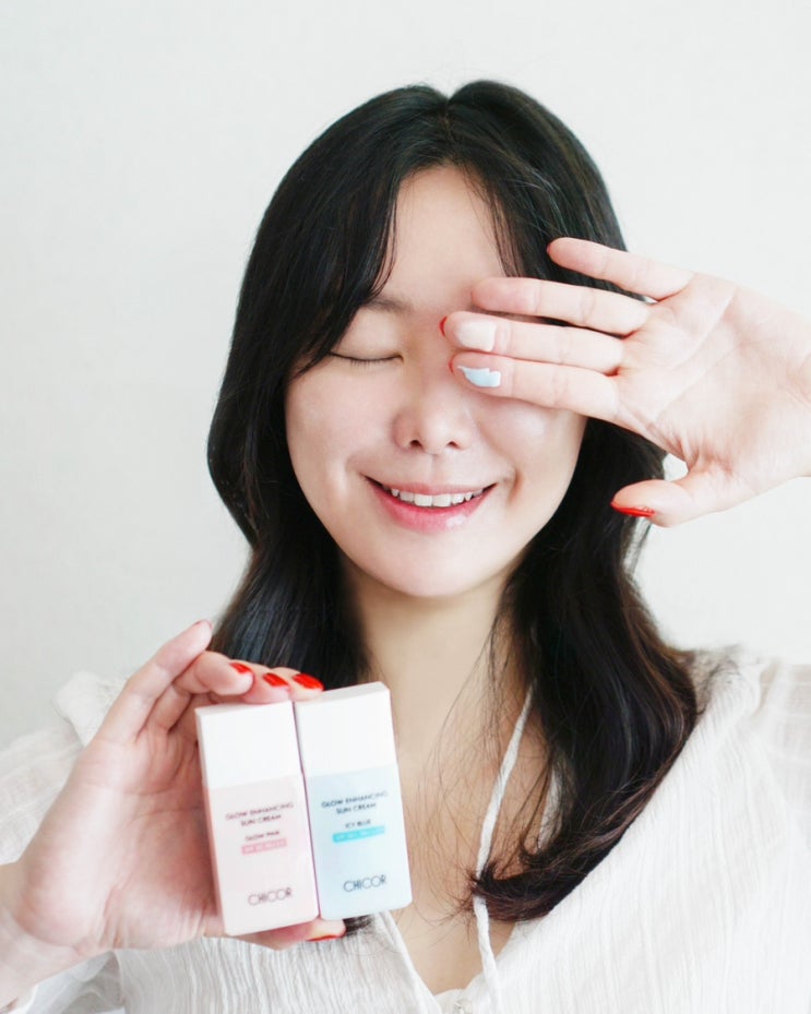 톤업 선크림 시코르 글로우 인핸싱 핑크 블루 후기 네이버 블로그