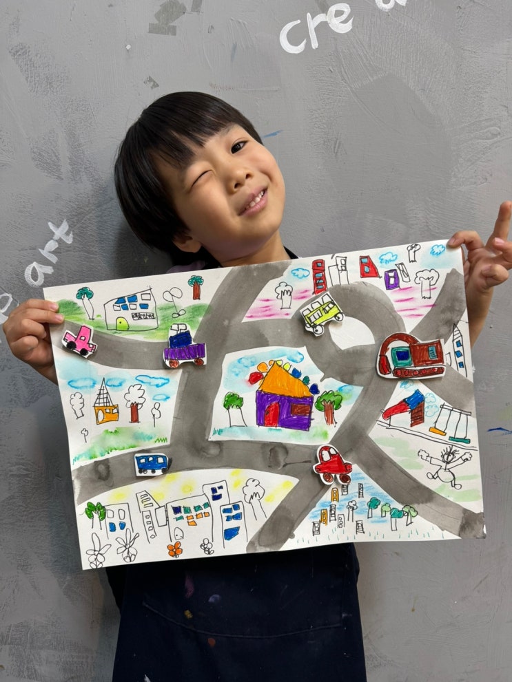 하늘에서 본 우리동네 크라인 6·7세 수업 시흥시 정왕동 배곧 미술학원 창의미술 크리아트 네이버 블로그