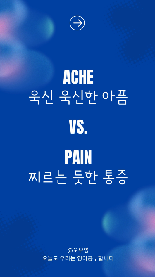 [영어 뉘앙스 한끗 차이] ache vs. pain : 네이버 블로그