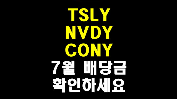 7월 TSLY, NVDY, CONY 배당금, 배당락일, 배당지급일 APLY, AMZY, FBY, GOOY, MSFO, OARK, MSTY, DISO, NFLY, XOMO ...