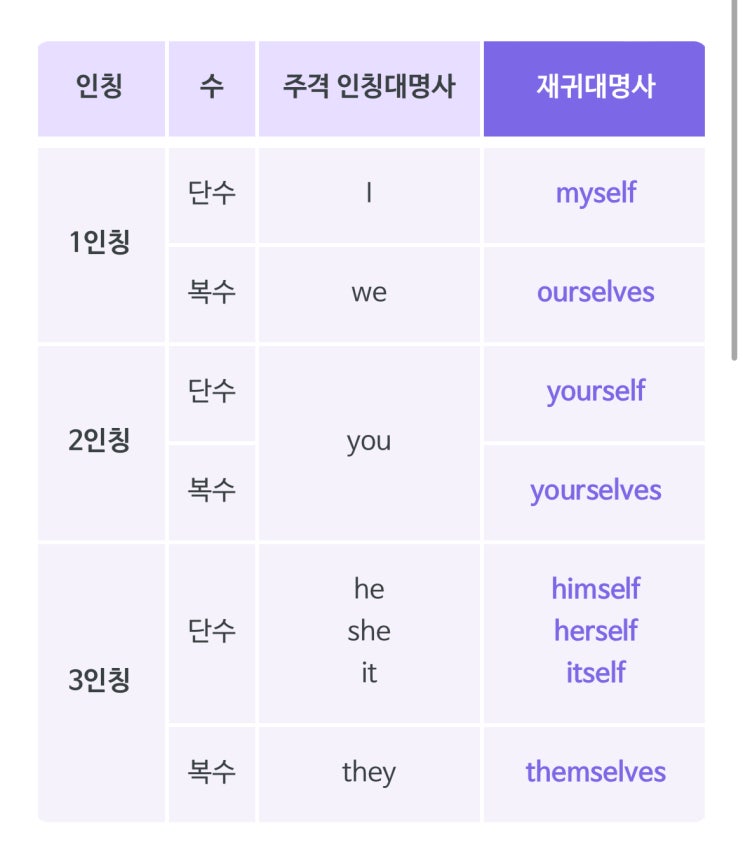 재귀대명사 뜻 용법 생략 강조 예문 네이버 블로그