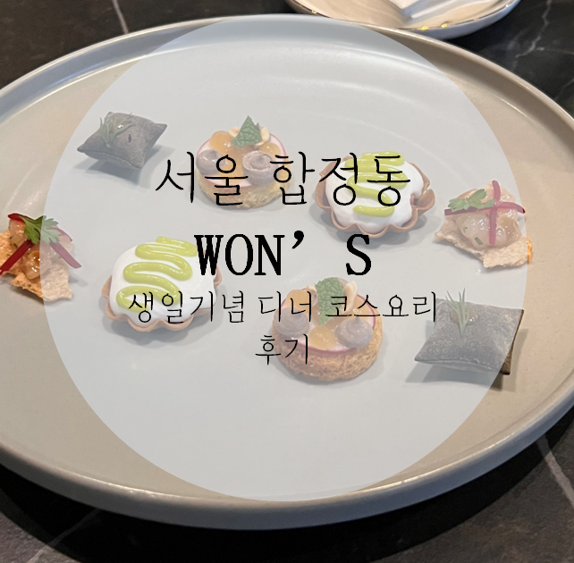 서울맛집 서울 합정역 원스 Wons 커플 기념일 저녁 양식집 추전 분위기 좋은 파인다이닝 런치and디너 코스 요리 후기