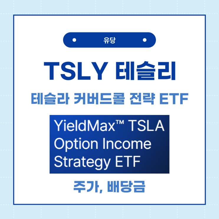 미국 커버드콜 월배당 ETF TSLY(테슬리) 주가, 배당 : 네이버 블로그