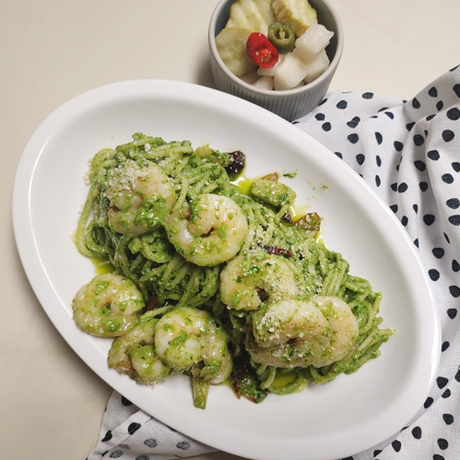 바질 페스토 파스타 만들기 마늘 새우 올리브 오일 스파게티 소스 바질 요리 먹는 법 : 네이버 블로그