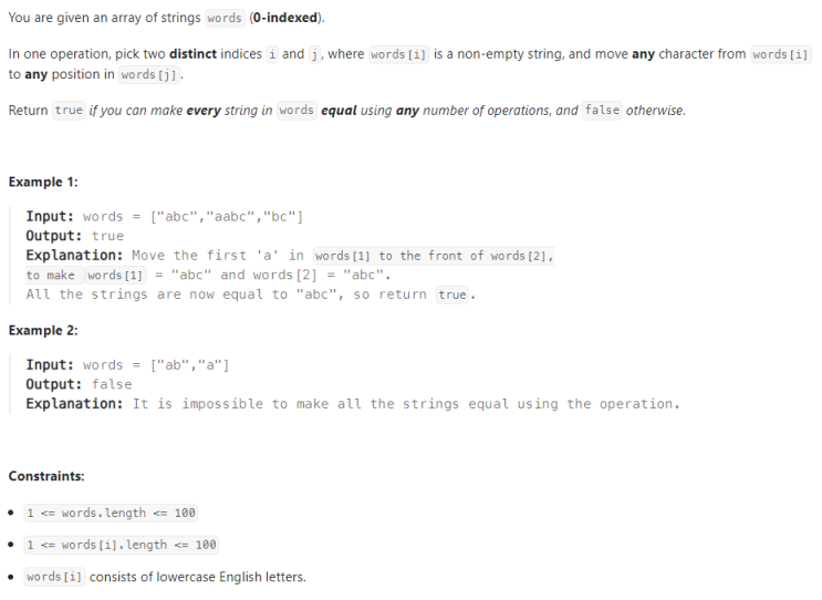 JAVA_LeetCode 1897_Redistribute Characters to Make All Strings Equal ...
