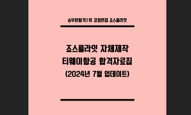 티웨이항공 합격 자료집 강력하게 리뉴얼된 자료집 오픈 기업분석 합격생 스펙 분석 자소서 작성법 면접 합격팁