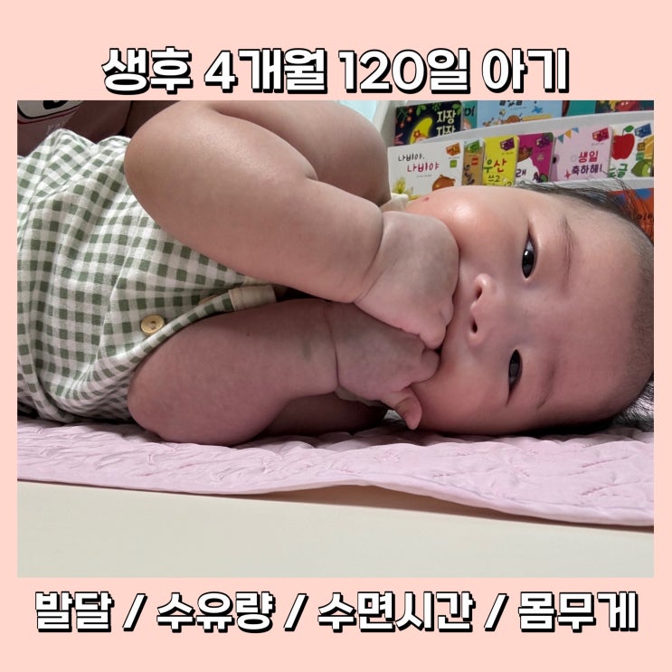 생후 4개월 120일 아기 발달 수유량 낮잠 밤잠 수면시간 몸무게 네이버 블로그
