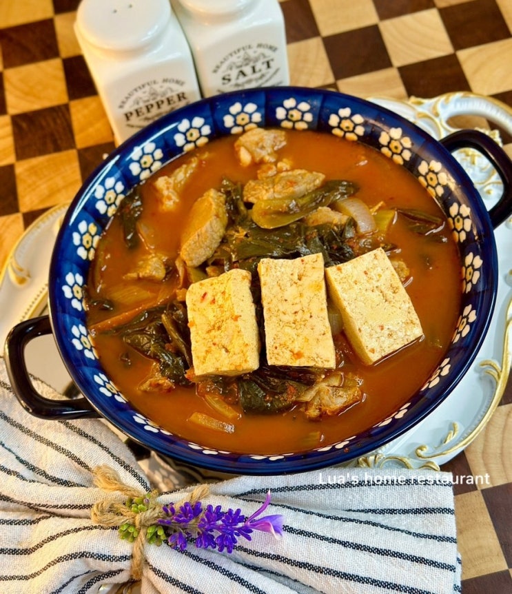 갓김치찌개 레시피 돼지고기 목살 묵은갓 김치찌개 맛있게 끓이는법 백종원 갓돈찌개 만들기 네이버 블로그