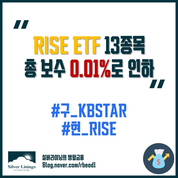 RISE ETF 13종목 총 보수 0.01%로 인하 : 네이버 블로그