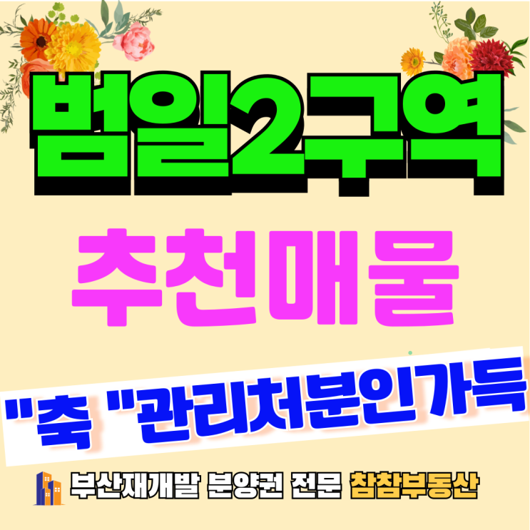 관리처분계획인가로 날개를 단 범일2구역 이주조건 실행전 낮은 인수가 추천매물 리스트 네이버 블로그