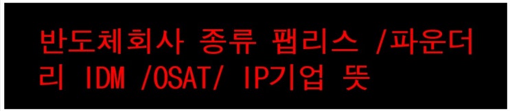 반도체회사 종류 팹리스 /파운더리/ IDM /OSAT/ IP기업 뜻 : 네이버 블로그