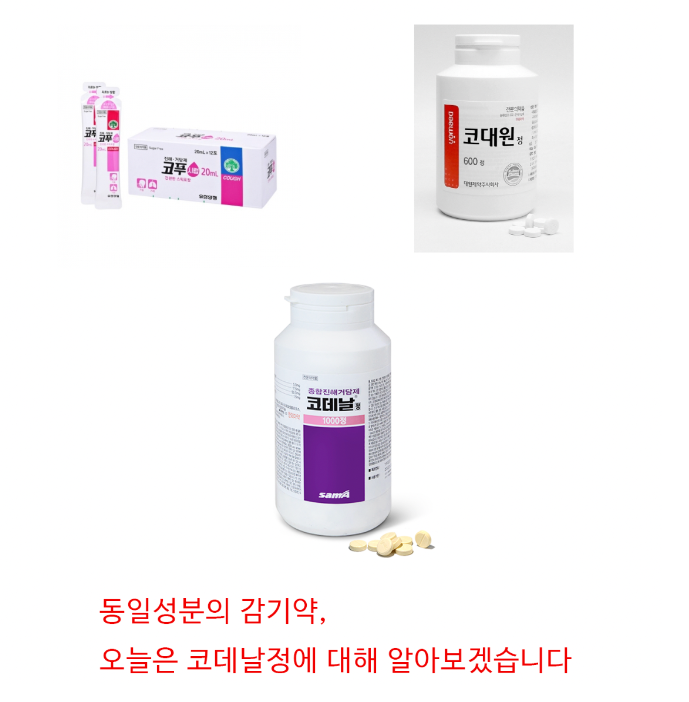 코데날정 4가지 성분의 복합 감기약 각각의 성분 원리 및 기전 부작용 및 주의사항 클로르페니라민 디하이드로코데인 메틸