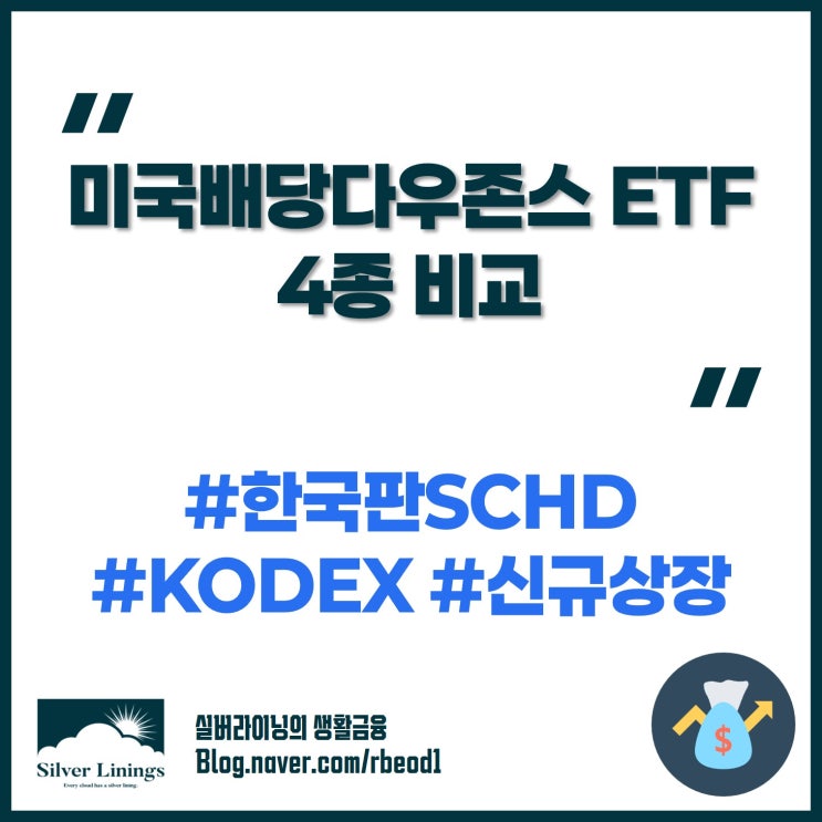 한국판 SCHD KODEX 미국배당다우존스 ETF 및 ACE, TIGER, SOL 비교 : 네이버 블로그