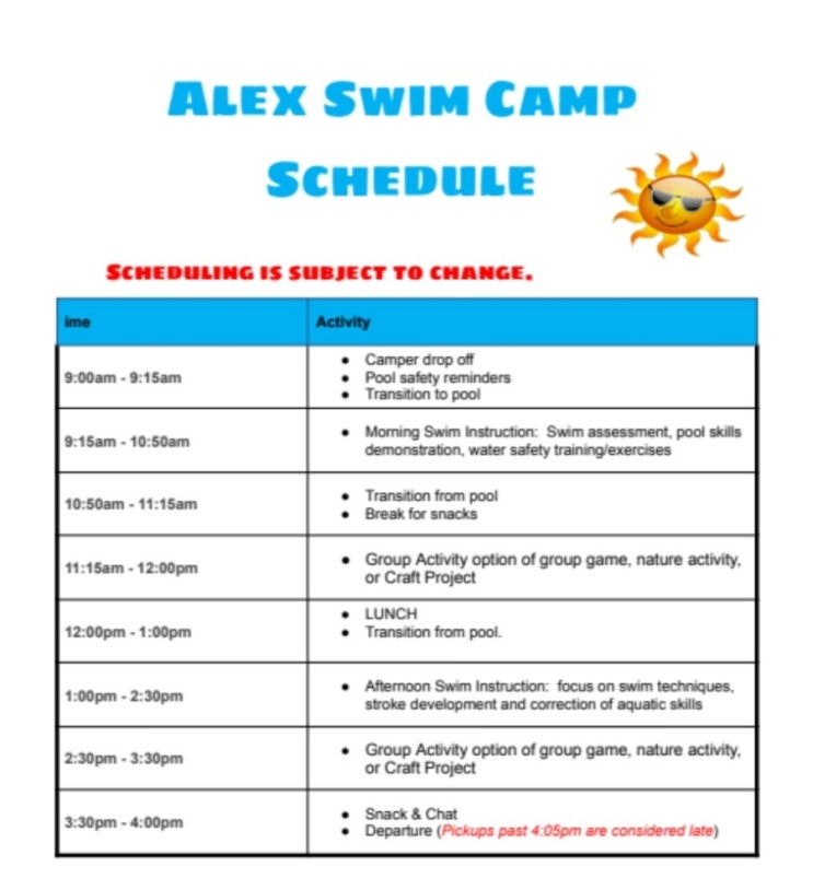 Alex Swim Camp 후기 : 네이버 블로그