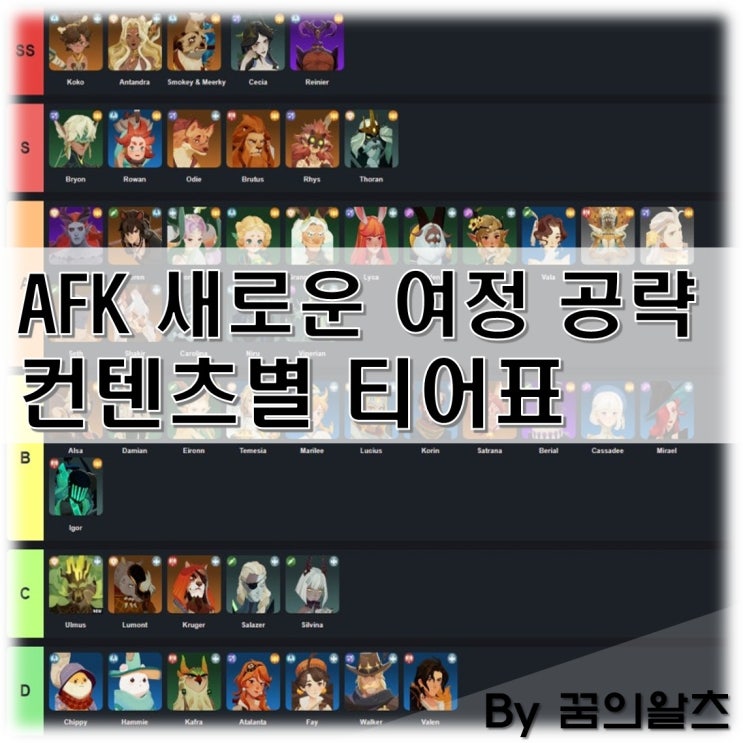 AFK 새로운여정 티어 컨텐츠별 무과금 영웅 정리 : 네이버 블로그