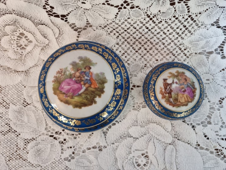 [울산부산엔틱/체럽엔틱] 프랑스 리모주 연인명화 뚜껑있는 캔디볼2점이예요~ : 네이버 블로그