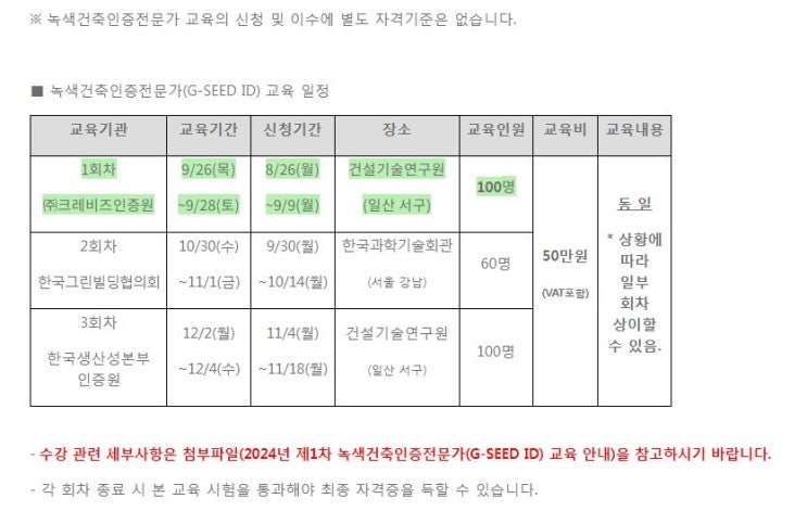 녹색건축인증전문가(G-SEED ID) 교육 안내 : 네이버 블로그