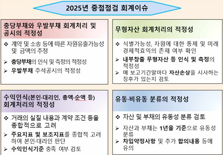비상장회사 2024년 재무제표에 대한 2025년 중점점검 회계이슈 1 충당부채와 우발부채 회계처리 및 공시의 적정성