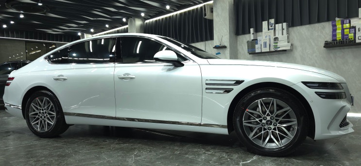 제네시스 G80 2.5 페이스리프트 우유니화이트, 후퍼옵틱 드레이, 프나세 썬팅 조합, 신차패키지 후기, PPF 생활보호필름 10종, 유리막 코팅, 분당 썬팅 추천 ...