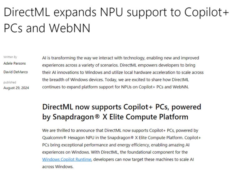 Snapdragon X Elite 탑재 PC에 DirectML 지원 시작 : 네이버 블로그
