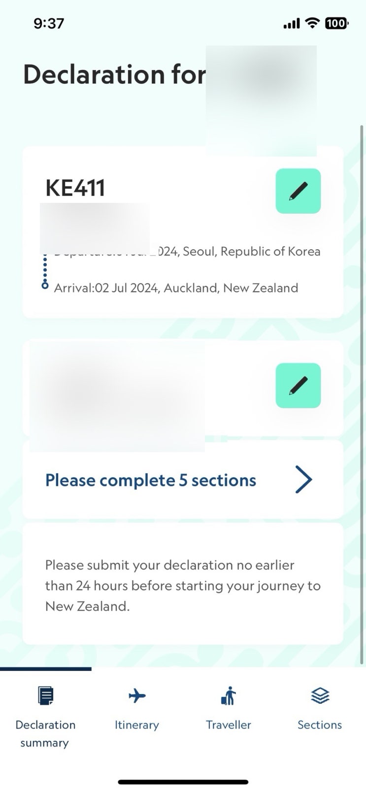 뉴질랜드 NZeTA 전자 여행 허가서(관광 비자), NZTD 공항 입국 신고서 작성 방법 : 네이버 블로그