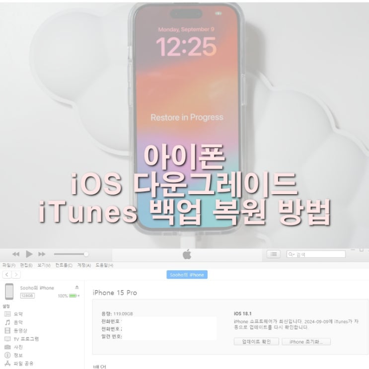 Ios 18 베타 다운그레이드 삭제 아이튠즈로 아이폰 백업 복원까지 네이버 블로그