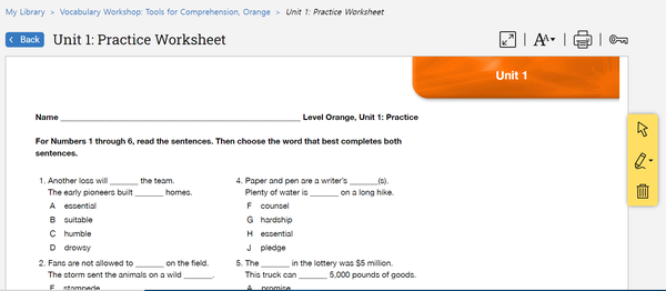 Vocabulary Workshop Orange Practice Worksheet : 네이버 블로그