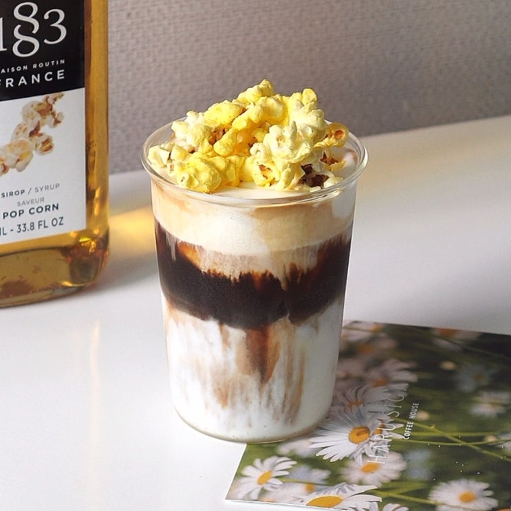 팝콘크림라떼 만들기🍿ㅣPopcorn cream latte recipeㅣ홈카페 레시피 : 네이버 블로그