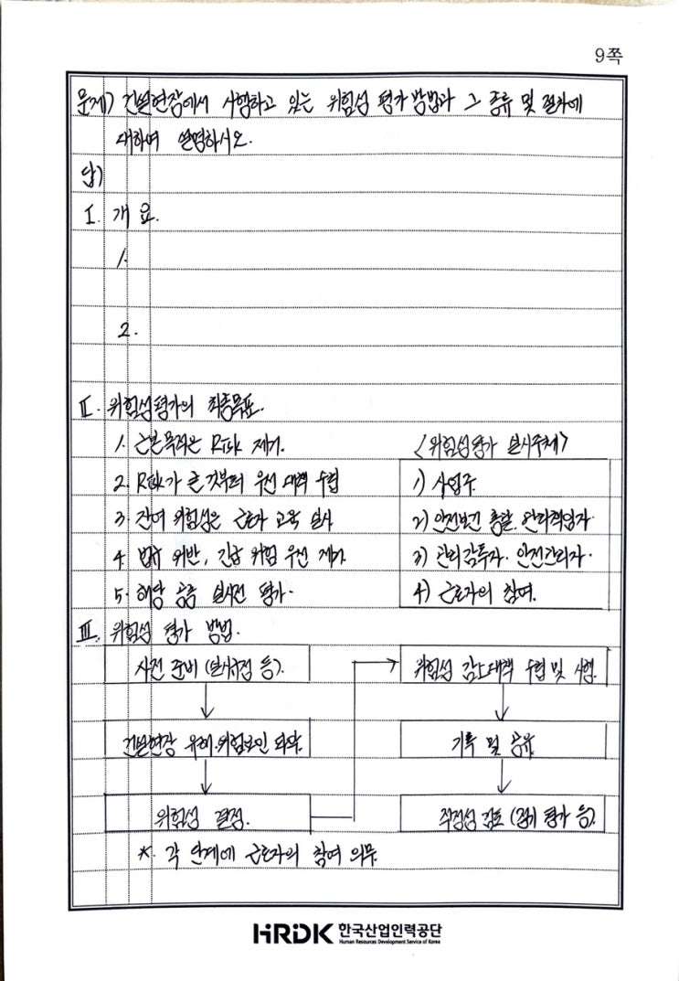 논술) 건설현장에서 시행하고 있는 위험성 평가 방법과 그 종류와 절차에 대하여 설명하시오. : 네이버 블로그
