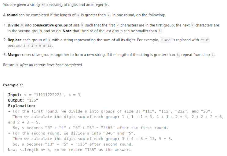 JAVA_LeetCode 2243_Calculate Digit Sum of a String : 네이버 블로그