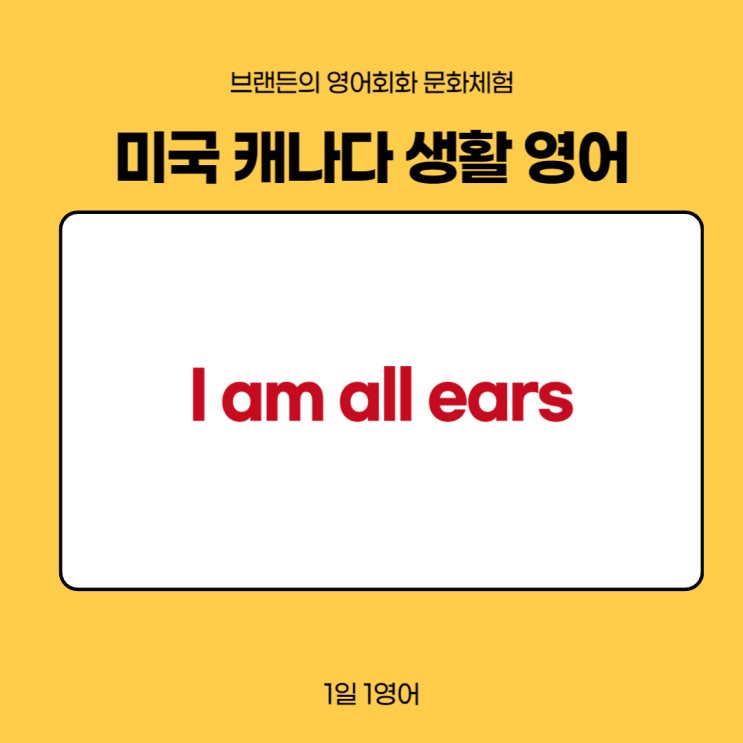 미국 캐나다 생활 영어: I am all ears : 네이버 블로그