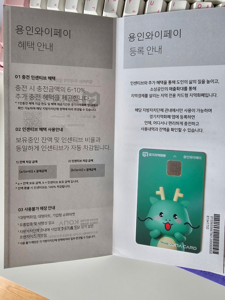 경기지역화폐 KONA CARD 수령 용용이카드 용인와이페이 : 네이버 블로그