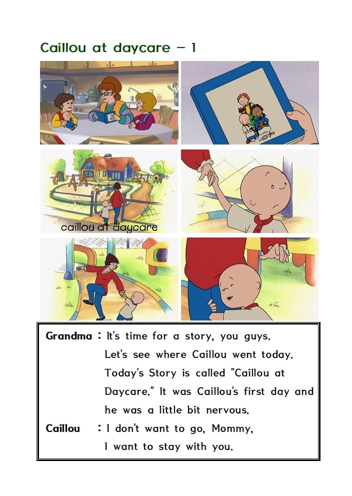 우리 아이 영어 교육 시작은 까이유와 함께! Caillou at Daycare 자료나눔 : 네이버 블로그