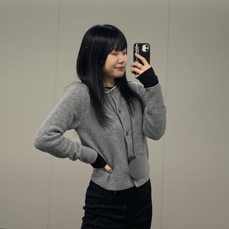 Nothing written Tome round cardigan Gray 착용 후기 : 네이버 블로그