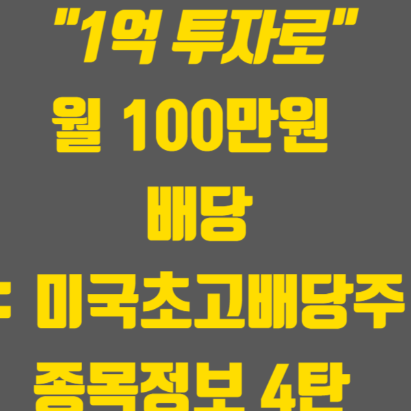 미국 초고배당주 4탄 1억 투자로 월 100만원 배당금 받기 초고배당주 미국초고배당주 고배당주주식 나스닥배당주