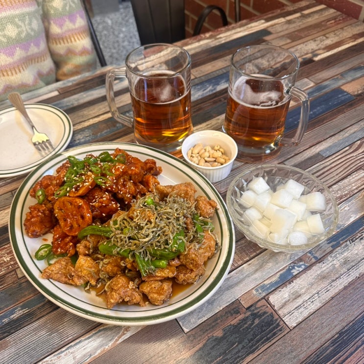 고터맛집효도치킨 고속버스터미널점 효도 꽈리멸 고마워 치킨 반반 순살치킨친구 감자튀김레드락 오리지날 생맥주 네이버 블로그