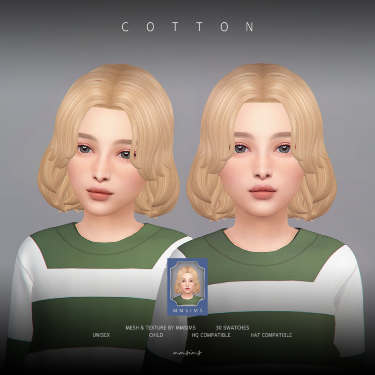심즈4 CC 어린이헤어 // MMSIMS Hair Cotton CU : 네이버 블로그
