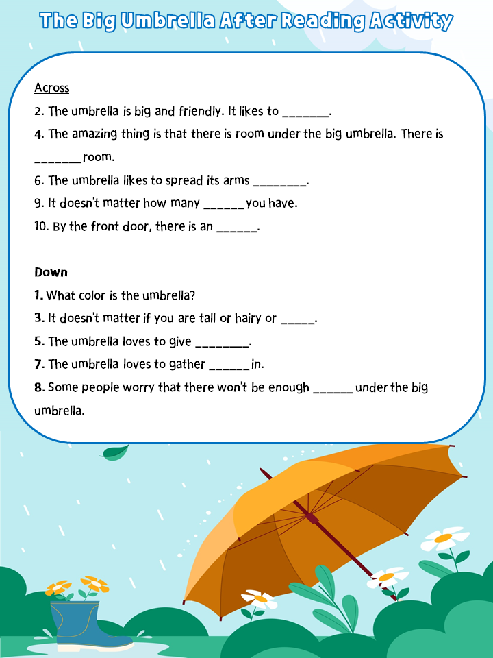 영어 동화책 "The Big Umbrella" After Reading Activity 독후 활동 : 내용 이해 확인과 어휘를 ...