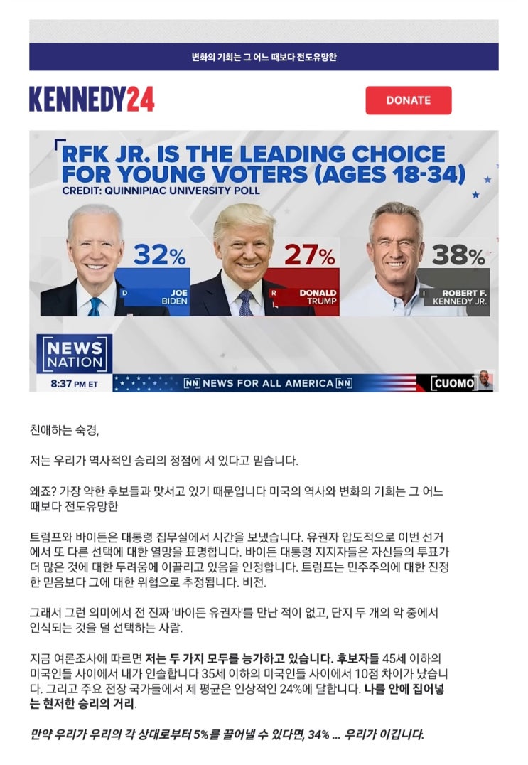 ** RFK JR 지지율은 꾸준히 상승 하고 있습니다. : 네이버 블로그