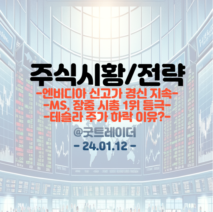 미국증시 엔비디아 역사적 신고가 경신 지속 마이크로소프트 장중 시총 1위 등극 테슬라 주가 하락 이유 네이버 블로그