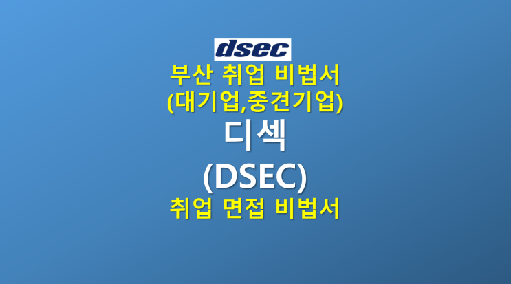 디섹 DSEC 채용, 취업 및 면접 대비 비법서 : 네이버 블로그
