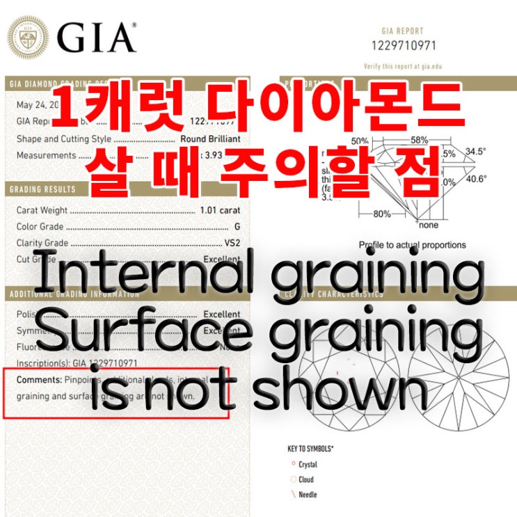 GIA 1캐럿 다이아몬드 반지 구매할 때 주의할 점! surface graining & internal graining_인생 ...