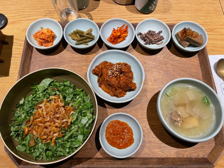 한티역 롯데백화점 강남점 푸드코트 깔끔한 한식 맛집 남파고택 생열무 보리새우 비빔밥 제육 정식 청국장찌개 코다리양념