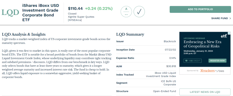 LQD ETF: 신용도 좋은 투자등급 회사채 투자 : 네이버 블로그