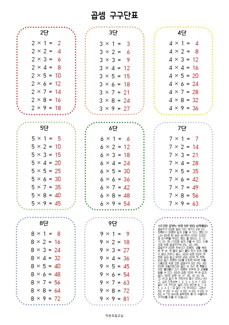 초1 겨울방학 구구단 공부해요 네이버 블로그