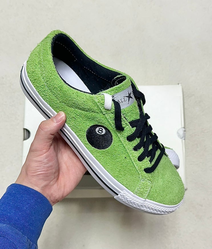 Converse x Stussy One Star Pro Ox 8 Ball Green 컨버스 x 스투시 원 스타 프로 로우 8볼 ...
