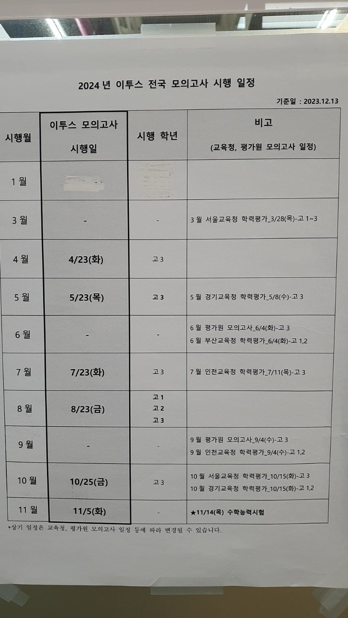 강서구 재수학원 6월 9월 평가원 교육청 모의고사 일정 : 네이버 블로그